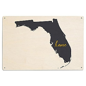 Lantern Press 6x9 Inch Wood Sign, Ready to Hang Wall Decor, Florida, Home State, Gray on White
