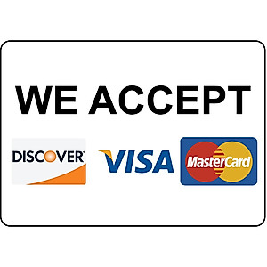 We Accept Discover Visa MasterCard Label Decal Sticker Sticks to Any Surface 10x7