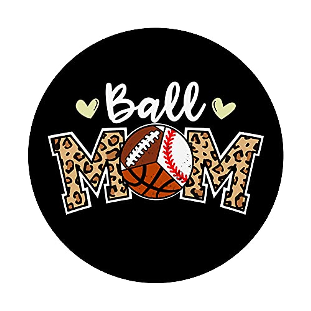 Ball Mom Leopard Baseball Basketball Football Player Mom PopSockets Swappable PopGrip