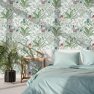 Erfoni Floral Wallpaper Peel and Stick Wallpaper Floral Contact Paper 17.7inch x 118.1inch Vintage Flower Wallpaper Peel and Stick Leaf Self Adhesive Removable Wall Paper Bathroom Cabinets Vinyl