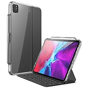 i-Blason Halo Series Case for New iPad Pro 11 Inch (2020/2018 Release), [ONLY for use with Smart Keyboard Folio; Compatible with Official Smart Folio] Clear Protective Case with Pencil Holder, Clear