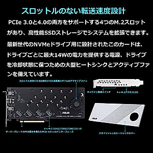 ASUS Hyper M.2 X16 PCIe 4.0 X4 Expansion Card Supports 4 NVMe M.2 (2242/2260/2280/22110) up to 256Gbps for AMD 3rd Ryzen sTRX40, AM4 Socket and Intel VROC NVMe Raid