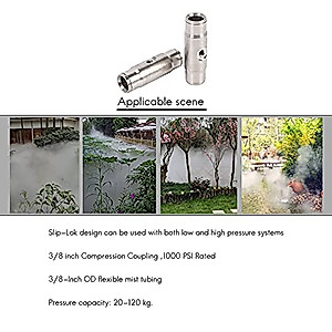 Padyrytu Brass Slip Connector for Misting System,3/8 inch Connector, 1000 PSI Rated, 10Pcs in one Package(Single Spray)