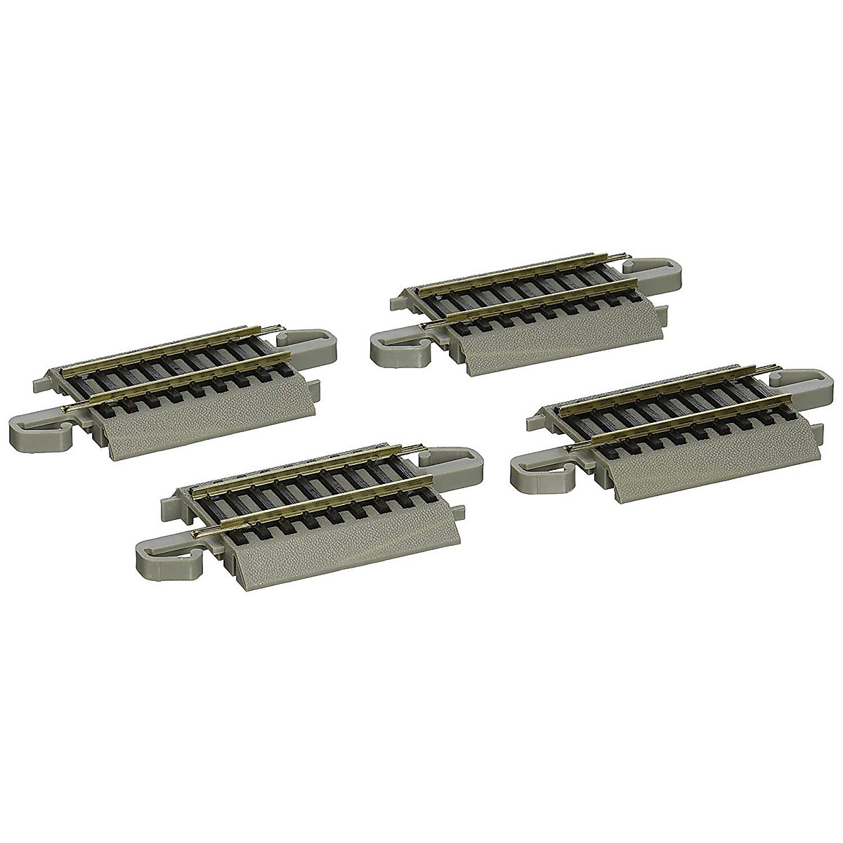 Bachmann Trains - Snap-Fit E-Z TRACK 4.50” STRAIGHT TRACK (4/card) - NICKEL SILVER Rail With Gray Roadbed - HO Scale