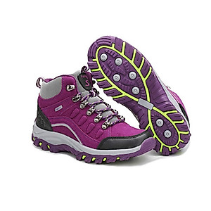 Women's Waterproof Hiking Boots Outdoor Running Trail Hiker High-top Non-Slip Casual Climbing Shoes Purple