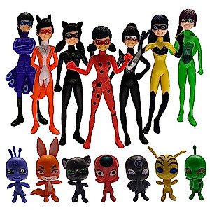 Cartoon-Inspired Ladybug Fantasy Magic Ladys (Set of 14 pcs), Action Figures, Toys, Cake Toppers