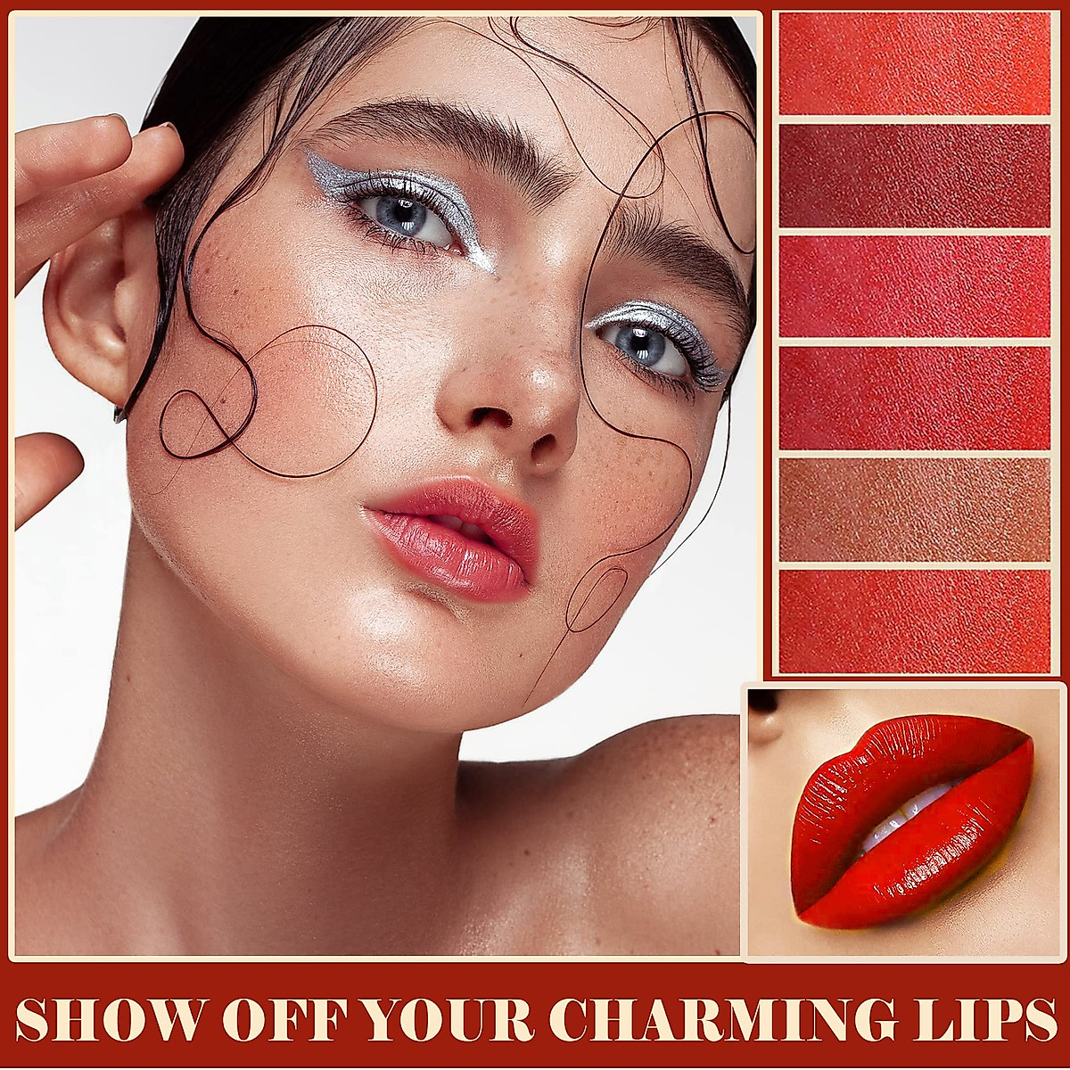 CAHIUYOA 6 Colors Dark Red Matte Lipstick Set China Style,Smooth Soft Nude Matte Lipstick Chinese Lip Makeup,Long Lasting Waterproof Non Stick Cup Lip Stick Stain Lipstick for Women Girls