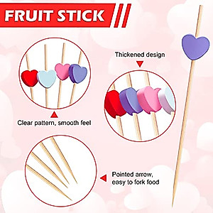 YSSAI 200 Counts Heart Shaped Cocktail Picks Heart Fancy Toothpicks 4.7 Inch Handmade Bamboo Cocktail Skewers Sticks for Valentine's Day Wedding Mother's Day Festival Party Favor Red Pink Purple White