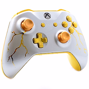 "Gold Thunder" UN-MODDED Custom Controller compatible with Xbox One S/X Unique Design (with 3.5 jack)