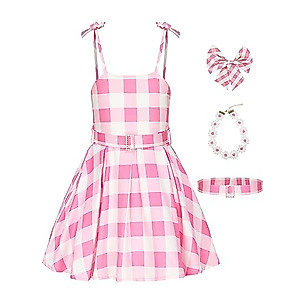 Ruimeier Costume for Girls Movie Cosplay Dress Outfits Kids Party Dress Up with Butterfly Hairpin Floral Necklace Earrings Accessories SD076XL