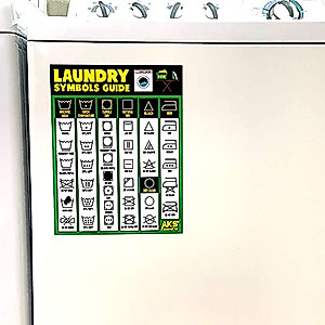 Laundry Symbols Guide Magnet - Extra Large Easy to Read 8.5” x 11” Clothing Care Instruction Cheat Sheet – Washing, Drying, Ironing & Bleaching Accessory - Functional Modern Laundry Room Art Decor