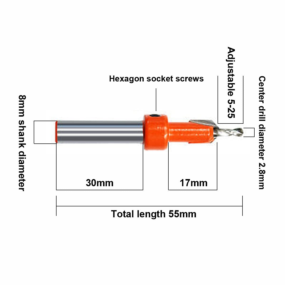 Ranoff 6PCS Countersink Drill Bit Set Wood Hole Drill Bit Timber Wood Working Drill Bits for Woodworking Wood Counterbore