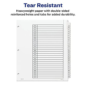 Avery Extra-Wide 26 Tab Dividers for 3 Ring Binders, Customizable Table of Contents, Multicolor Tabs, 1 Set (11166)