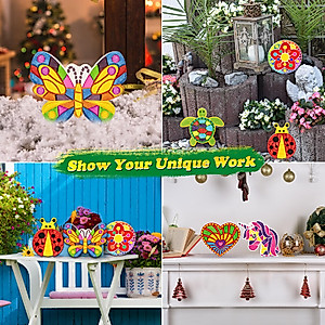 Aigybobo Kids Arts and Crafts Painting Kit, 6 Pack White Plaster Stones for Girls Ages 4-8, 8-12, DIY Creativity Art Supplies, Christmas Easter Birthday Gifts