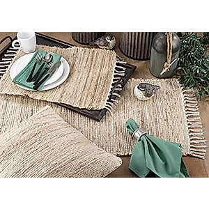 SARO LIFESTYLE Chindi Collection Down-Filled Jute Throw Pillow, 18", Natural