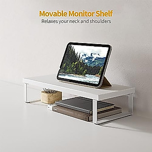 CubiCubi L Shaped Desk, 58.3 inch Computer Corner Desk with 2 Storage Shelves, Home Office Desk with Monitor Stand, White