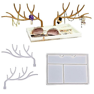 YIRUZWRD Deer Horn Silicone Molds Tree Branch Shaped Jewelry Display Holder Tray Mold Stand for Home Decoration Ring Pendant Show