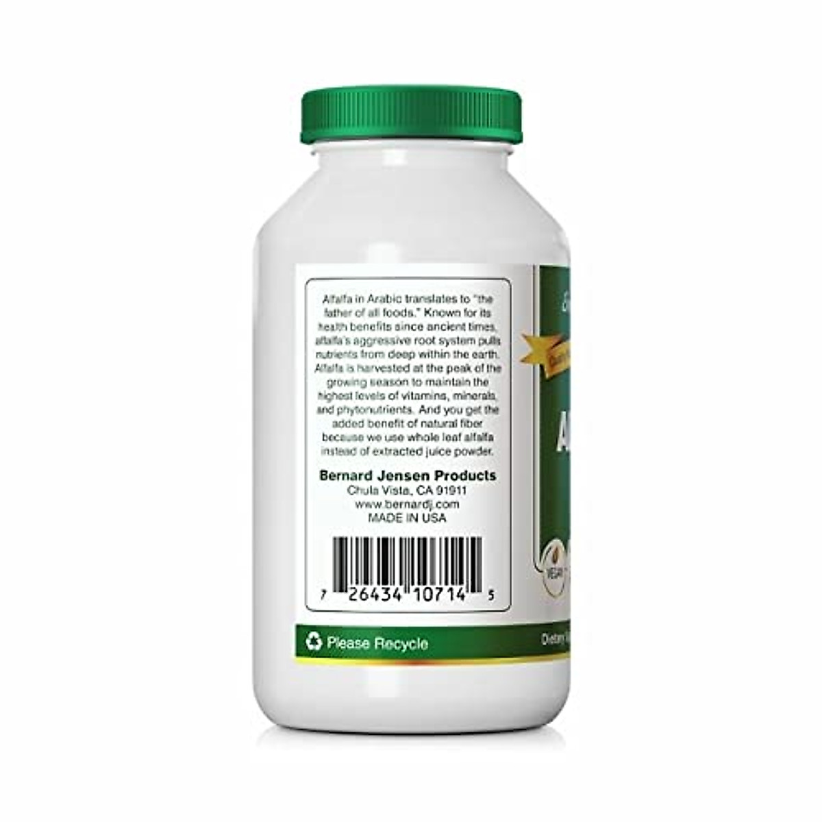 Bernard Jensen's Alfalfa Leaf Tablets - 625mg - 500 Tablets