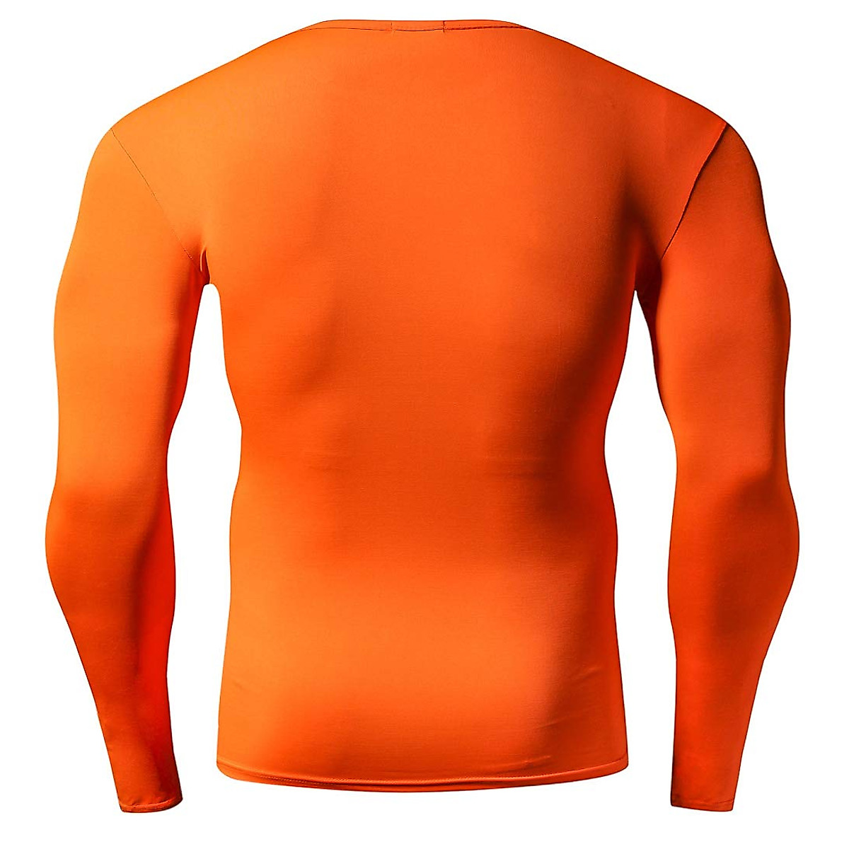 Red Plume Men's Cool Dry Fit Long Sleeve Compression Shirts, Active Sports Athletic Workout Shirt, Sports Base Layer T-Shirt (ORANGE, Medium)