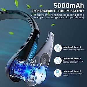 Neck Fan, Portable Foldable Bladeless Neck Fan, 4000 mAh Rechargeable Battery, Intelligent Digital Display, 3 Speeds Adjustable Folding Neck Fan USB Powered Hands Free Fan (Black) (Pink)