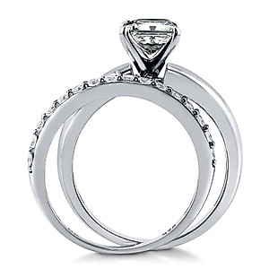 BERRICLE Sterling Silver Solitaire Wedding Engagement Rings 1.2 Carat Princess Cut Cubic Zirconia CZ Ring Set for Women, Rhodium Plated Size 6