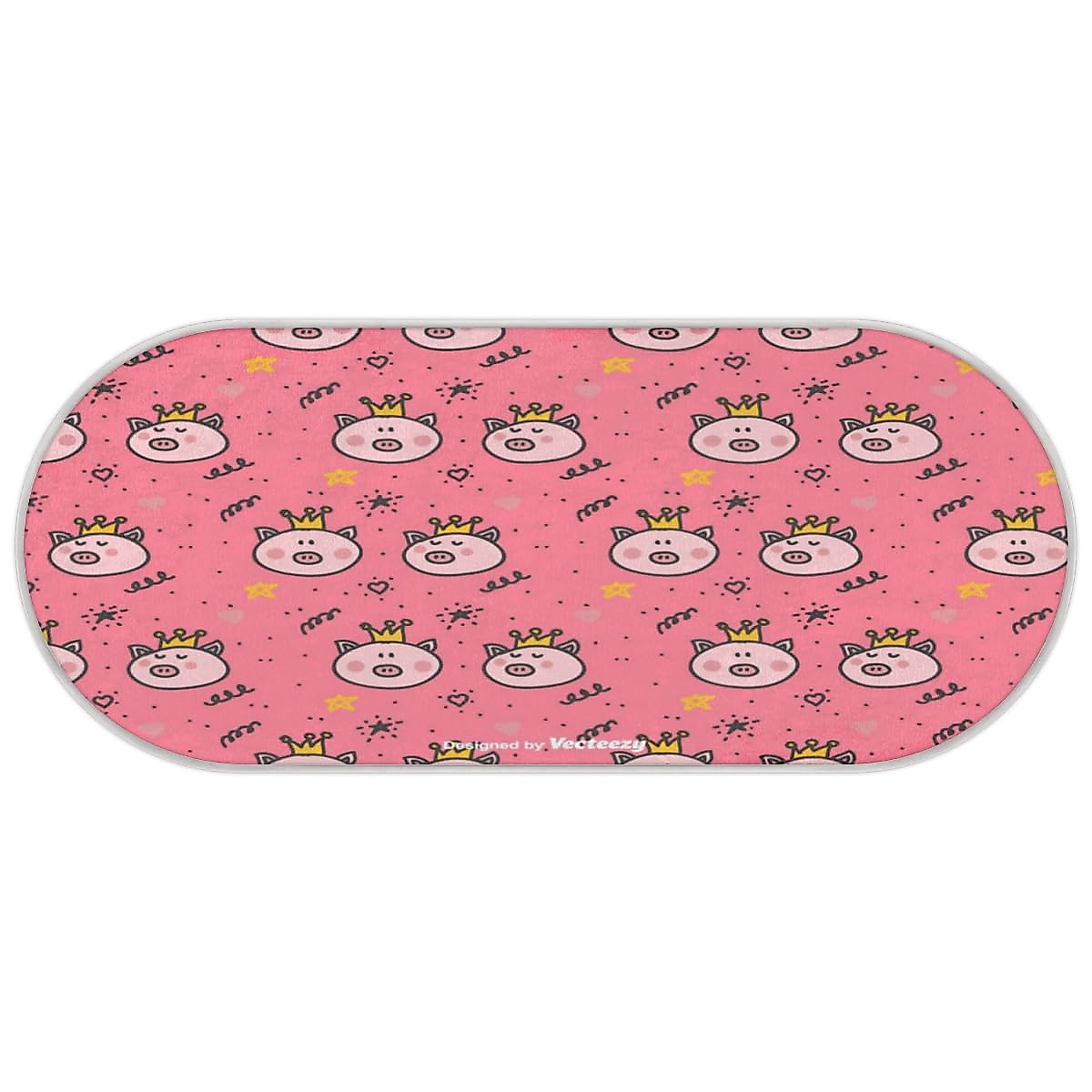 Tavisto Pinky Pig Fluffy Oval Shaggy Rugs for Bedroom Aesthetic Plush Floor Mat - Soft and Absorbent - Ideal for Living Room,Home Decor, and Playrooms