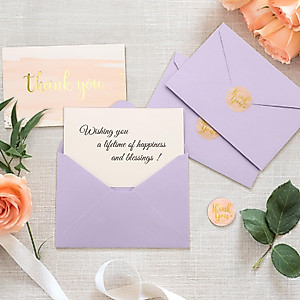 IM-MISE 48-Pack Thank You Cards for Baby Shower | Wedding | Bridal Shower | Business, Blank Notes with Envelopes & Stickers, Gold Foil Watercolor Thank You Greeting Cards