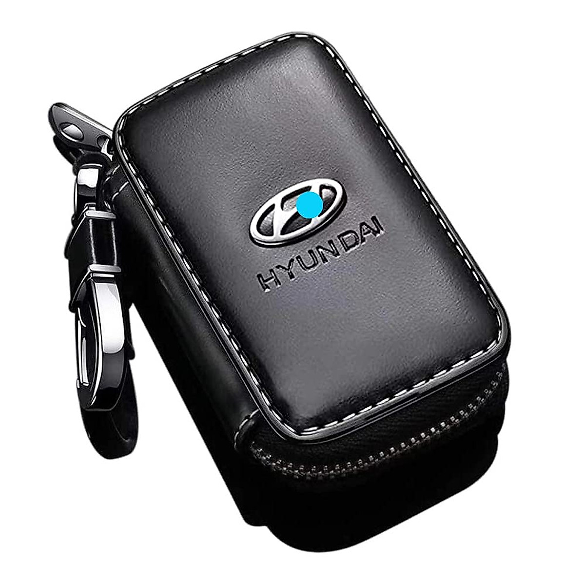 Vance Technology Modern Car Key Case, Real Leather, Black, Formal, Modern, Exquisite, Zipper Closure, Hook Handle, 8.5cm x 4.6cm x 2cm, 130mg, 90-Day Warranty