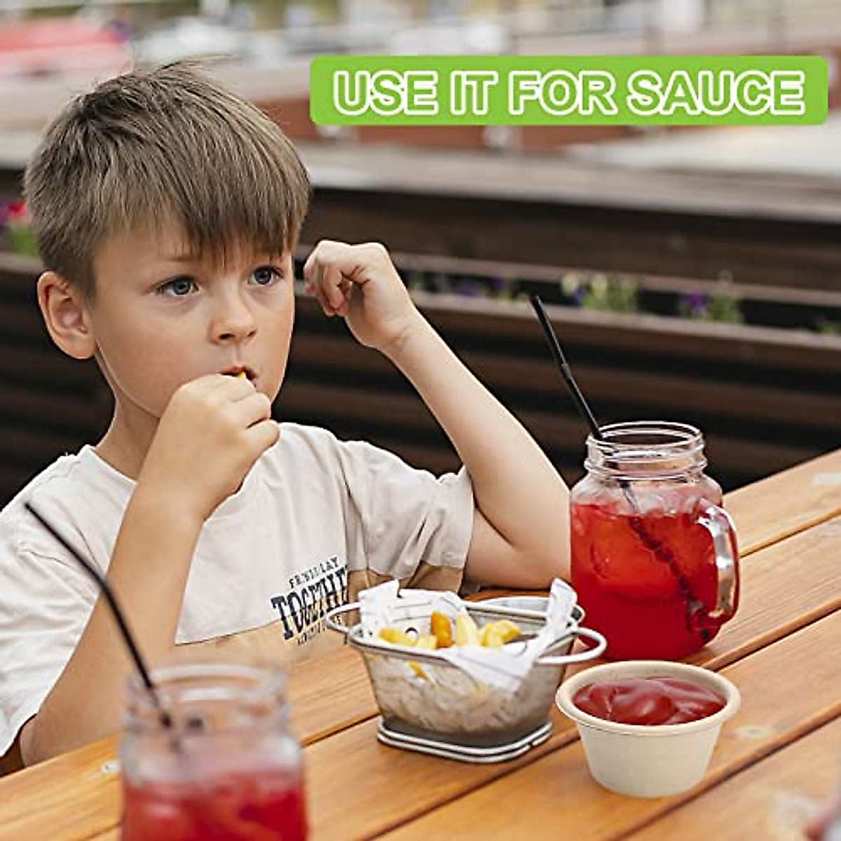 2 oz Compostable Portion Cups,200 Pack Disposable Souffle Cups,Biodegradable Condiment Cups,Bagasse Fiber Sample Portion Cups,Sample Cups Tasting Cups for Jello Shot,Souffle,Condiment,Sauce (Natural)