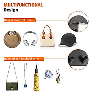 Meltset Adhesive Hat Hooks for Wall Hat Holder Organizer for Baseball Caps 24 Pack Hat Rack No Drilling Multi Purpose Strong Hold Hat Hangers for Door Closet Office Bedroom (Black)