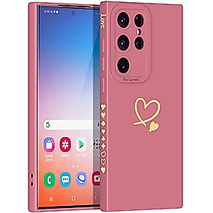 AICase for Samsung Galaxy S23 Ultra Heart Case for Women with Full Camera Lens Protection,Silicone Girly Cute Side Soft Slim Shockproof Protective Cover for Samsung Galaxy S23 Ultra 6.8" 2023_5
