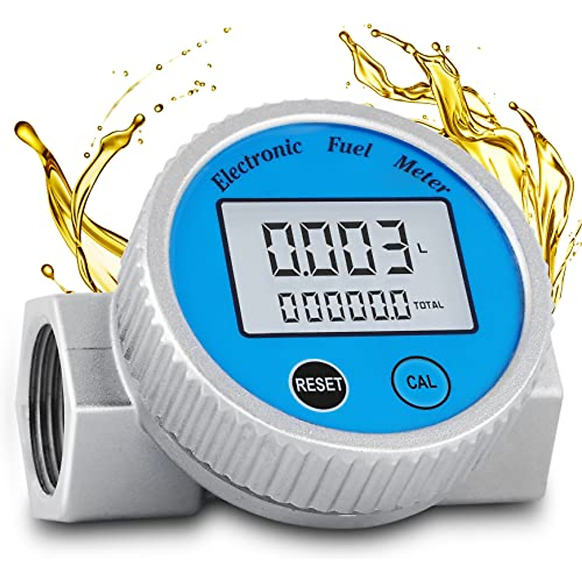 Epidioxi Turbine Flow Meter Waterproof Digital Fuel Flowmeter 2.37-26.41GPM for Water Diesel Fuel Methanol Kerosene Oil (1"NPT)