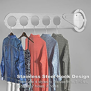 1 PCS Folding Wall Mounted Clothes Hanger Rack, Wall Clothes Hanger Retractable, Outdoor Indoor Swing Arm Laundry Hanger Dryer Rack Heavy Duty Coat Hook Clothing Hanging System Garment Rack, 8 Holes
