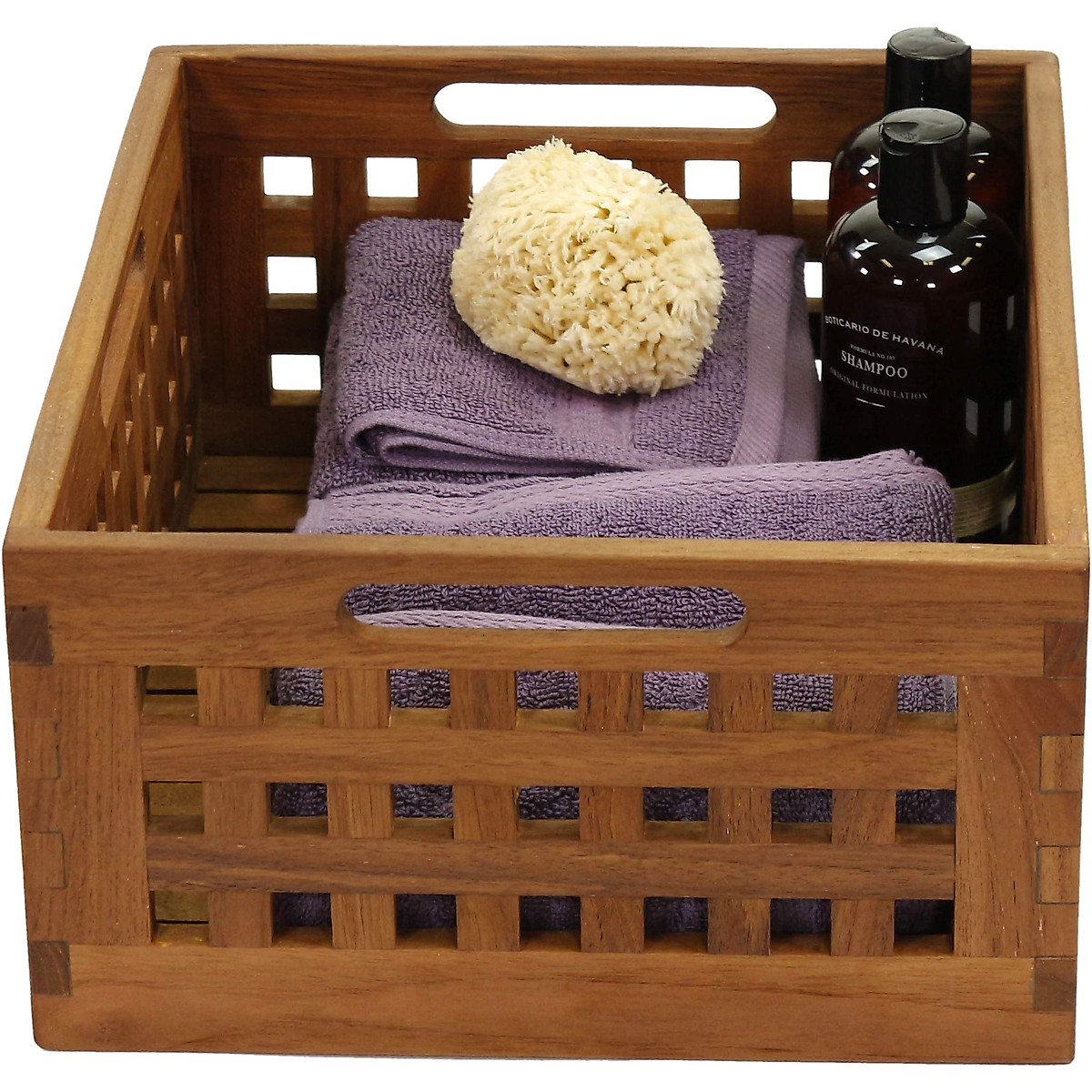 AquaTeak Grate Medium Size Teak Storage Bin