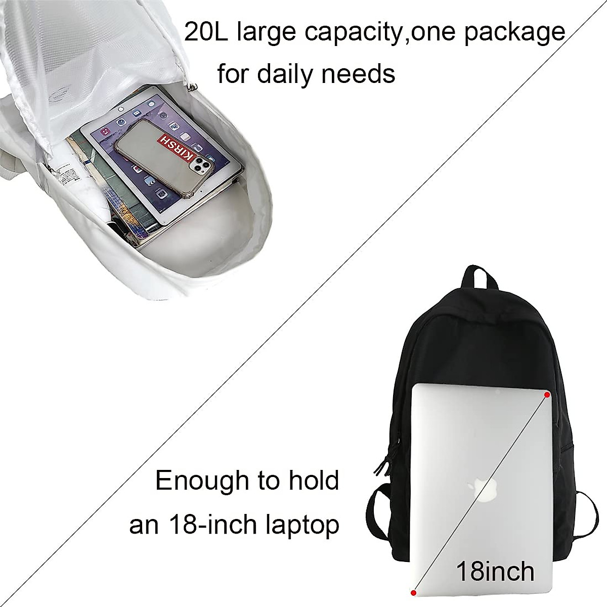 HunterBee Large Mesh Backpack See Through College Student Bag for Girls Boys Semi-Transparent Clear Net Netting Bookbag with Padded