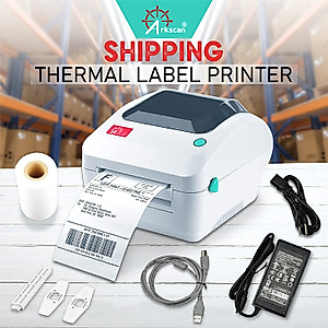 Arkscan 2054A-USB Thermal Shipping Label Printer with Four Rolls of SL450 4x6 Shipping Labels - 450 Labels per roll