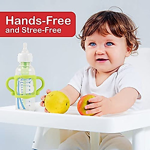 (3-Pack) Bottle Handles for Dr Brown Narrow Baby Bottles with Easy Grip Handles to Hold Their Own Bottle - BPA-Free Soft Silicone - Red Green and Blue
