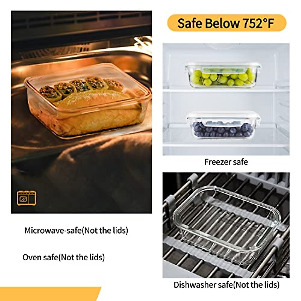 MUMUTOR 18 Piece Glass Storage Containers with Lids, Glass Meal Prep Containers Airtight, Glass Food Storage Containers, Glass Containers for Food Storage with Lids - BPA-Free & Leak Proof