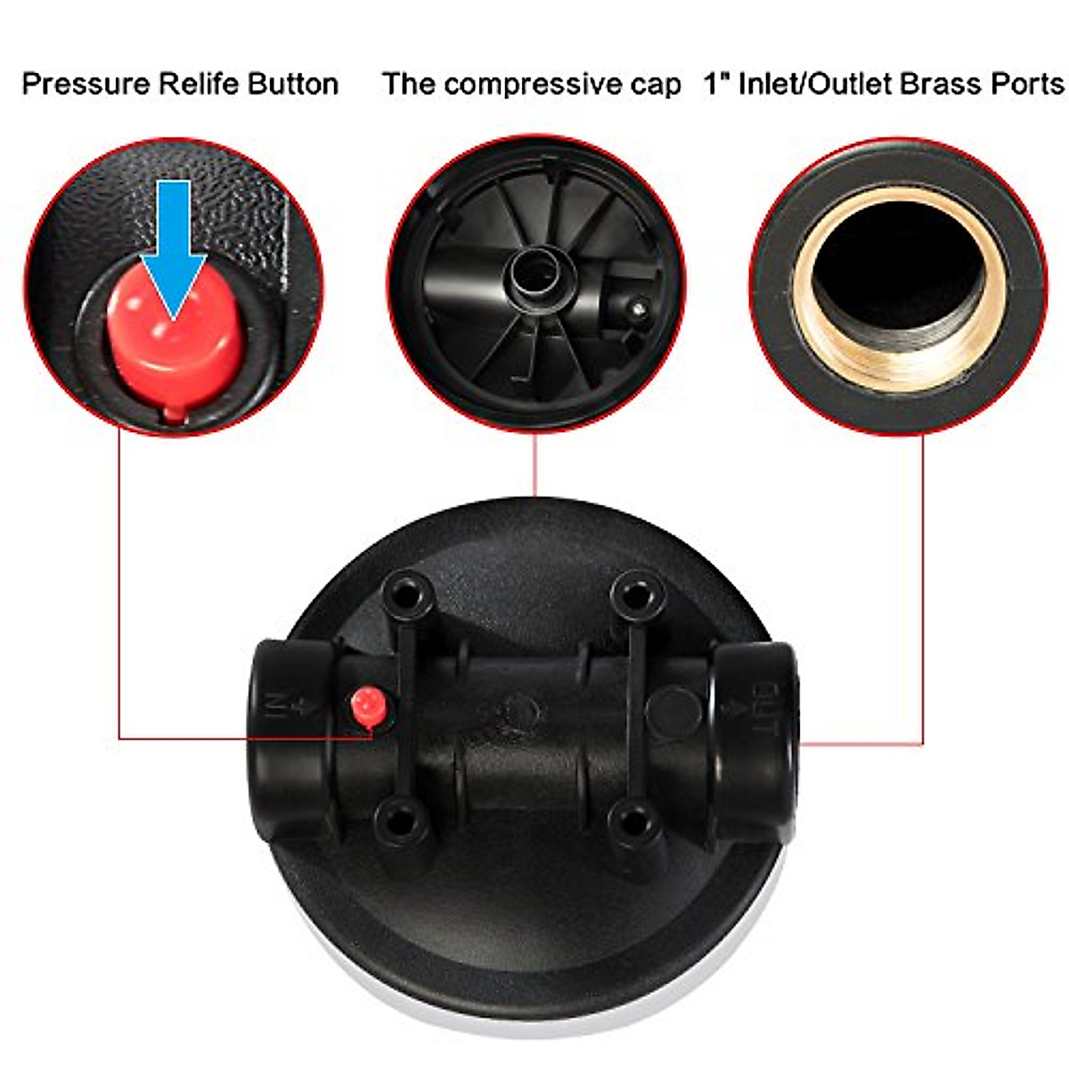 Geekpure Single Stage Whole House Water Filter System with 10-Inch Clear Housing-1"Port with 4 Pieces PP Filter