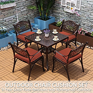 Favoyard Outdoor Chair Cushions 17"W x 16"D x 2"T Set of 4 Patio Chairs Cushions 3-Year Fade Resistant & Waterproof Cushions for Outdoor Furniture with Hidden Zipper, Attach Straps for Dining Chairs