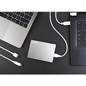 Toshiba Canvio Flex 1TB Portable External Hard Drive USB-C USB 3.0, Silver for PC, Mac, & Tablet - HDTX110XSCAA