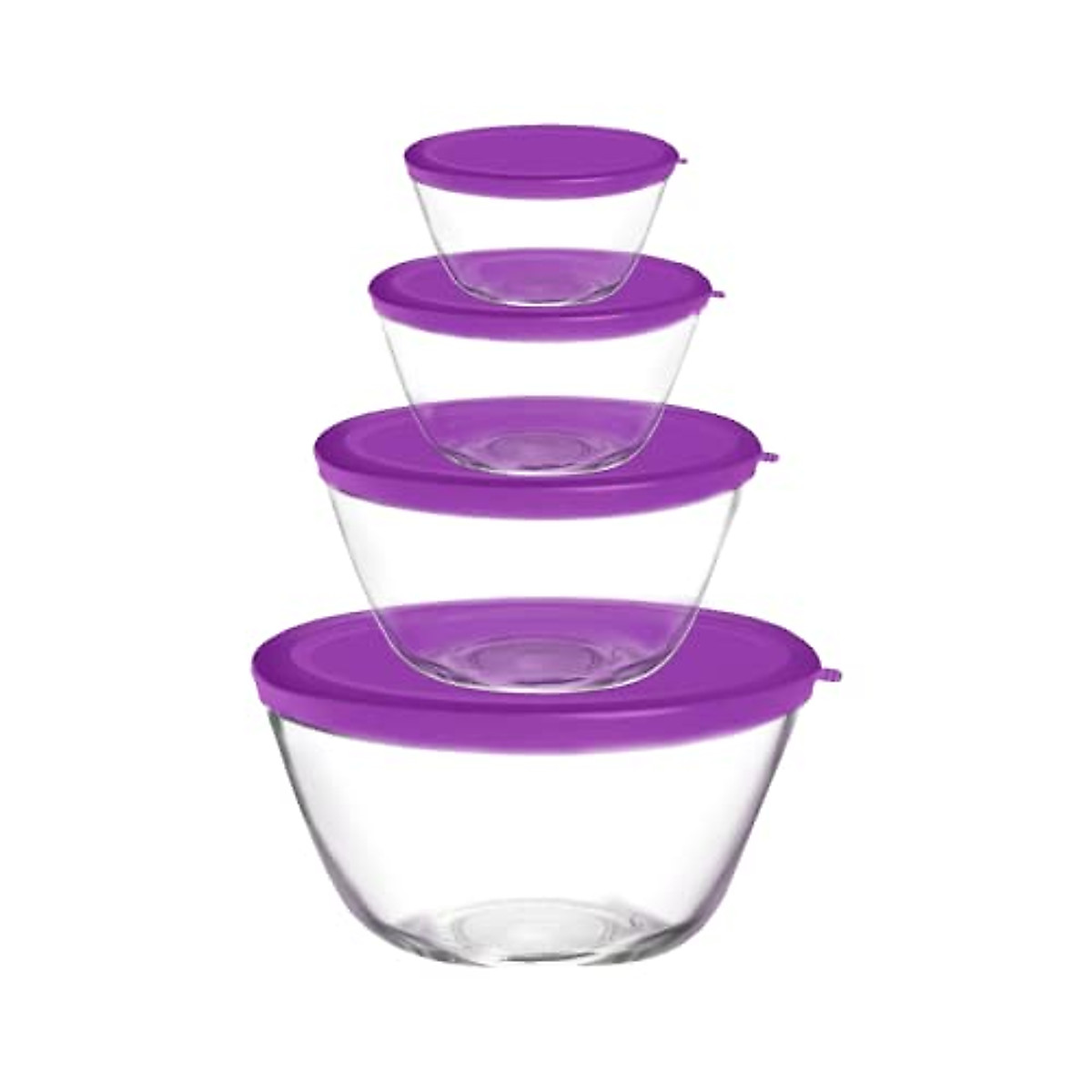 TIBLEN [4-Pack] Glass Mixing Bowl Set, Stackable Nesting Bowls, Food Storage and Meal Prep Containers with Lids, Kitchen, Home, Safe for Microwave, Freezer, BPA Free