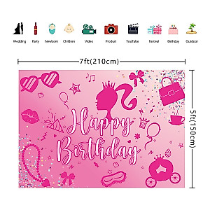 Pink Diamond Sequins Princess Happy Birthday Backdrop Girl Birthday Ball Party Banner Decoration Background Pink Room Birthday Party Photography (5x3FT(150x90cm))