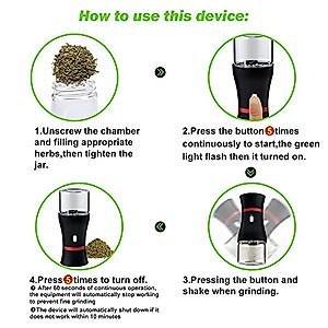 Electric Herb Grinder ,USB Rechargeable Grinder ,6-Blades Spice Grinder,Suitable For Flower Buds,2Pcs Glass Herb Jars