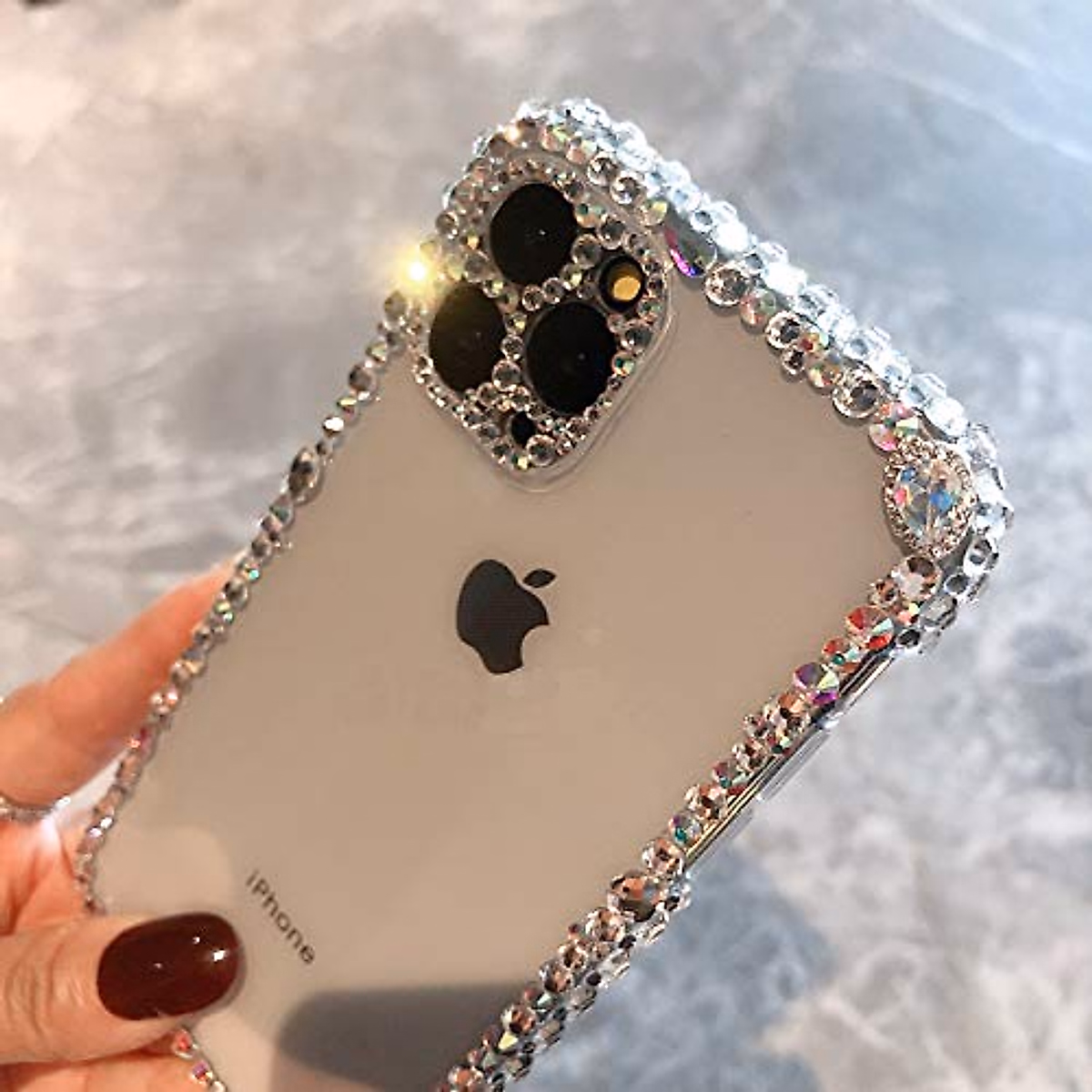 MOSEZA Compatible with iPhone 13 Pro Max Case Luxury Bling Rhinestone Glitter Phone Case for Women Girl 3D Diamond Silicone Clear Protective Case Cover