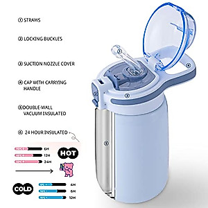 BOTTLE BOTTLE Kids Water Bottles for School12 oz Stainless Steel Water bottle with Leak Proof Lid Double Wall Vacuum Kids Insulated Water Bottle Keeps Hot and Cold Great Back to School Gift.(blue)