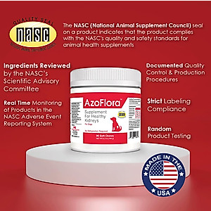 Azoflora Supplement for Healthy Kidneys for Dogs - Enhances Renal Function - Support Healthy Urinary Tract, Easy to Administer, No Refrigeration Required, Chicken Flavor - 90 Soft Chews