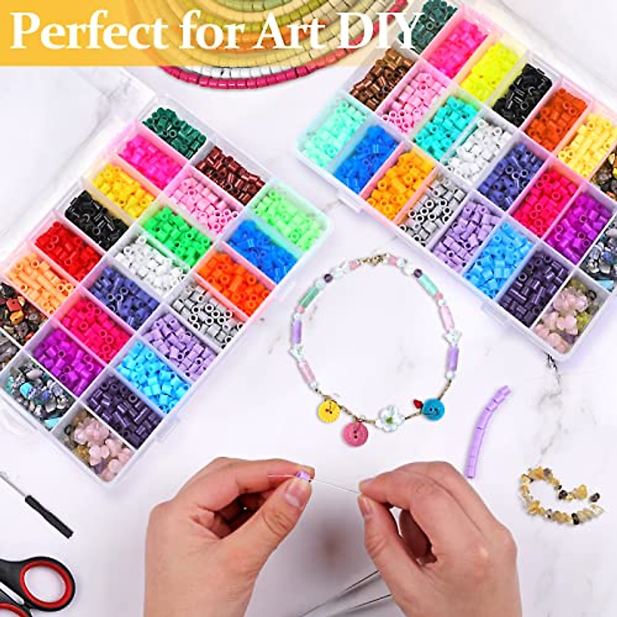 2 Pack 36 Grids Clear Plastic Organizer Box, Storage Container with Adjustable Divider, Craft Organizers and Storage Bead Storage Organizer Box for DIY Jewelry Tackles with 2 Sheets Label Stickers