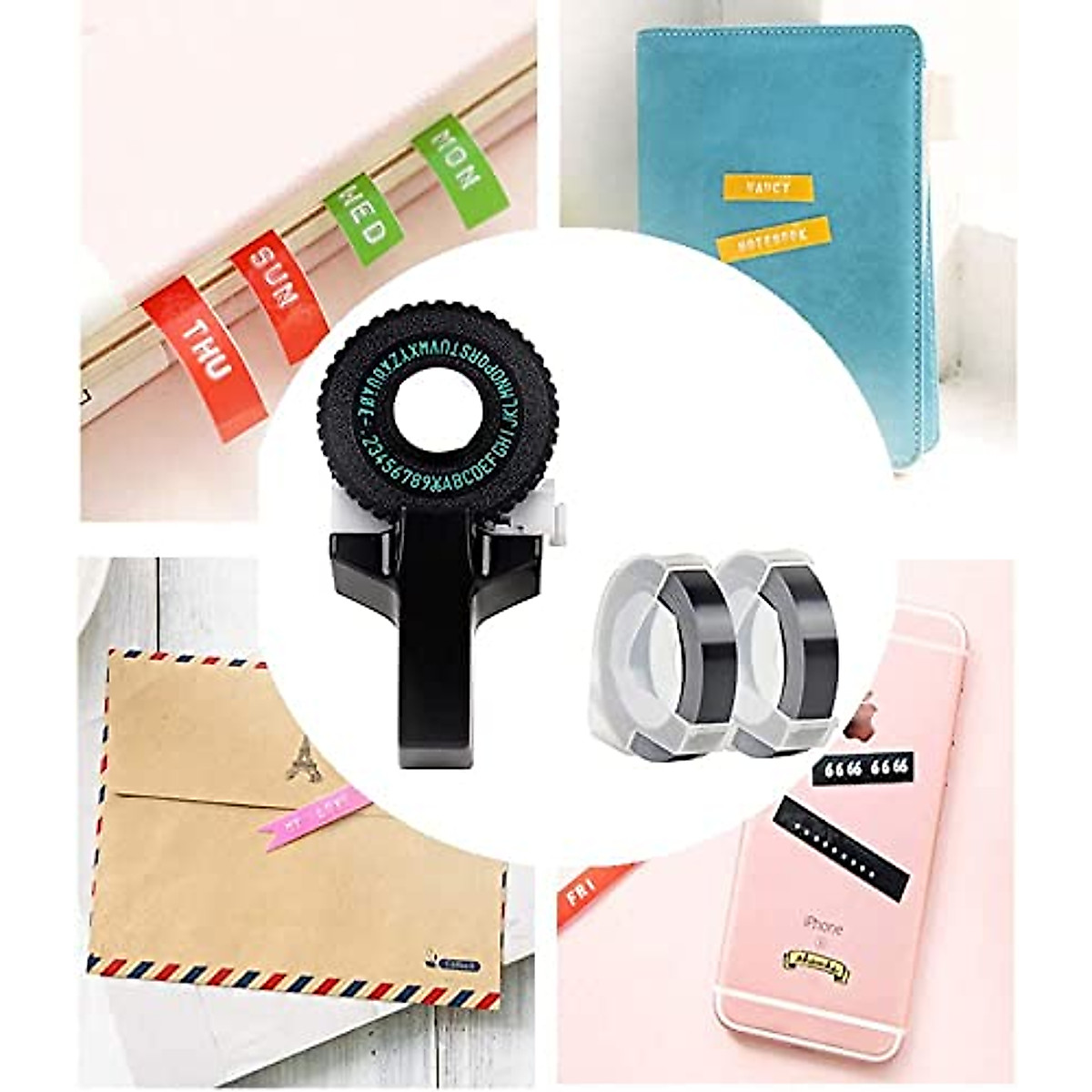 Manual Embossing Label Maker,Embossing Typewriter，Lettering Machine,Refill with Free 2 Tapes