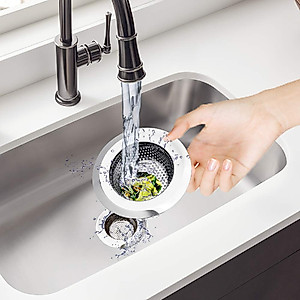 Kitchen Sink Strainer Basket Drain Catcher (2-pack) - 4.5” Diameter, Wide Rim, Premium Stainless Steel Sink Disposal Stopper, Anti-Clogging Micro-Perforation 2mm Holes Basket Drains Sieve - Rust Free